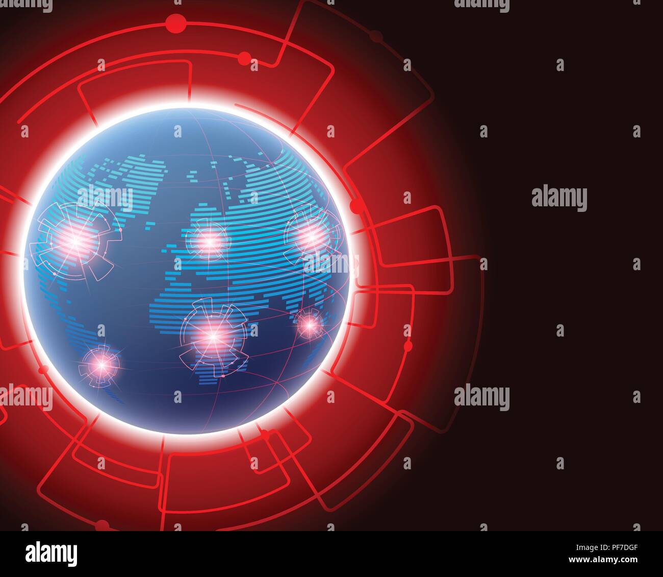 Global worldwide cyber wireless internet Cyber attack by hacker red and ...