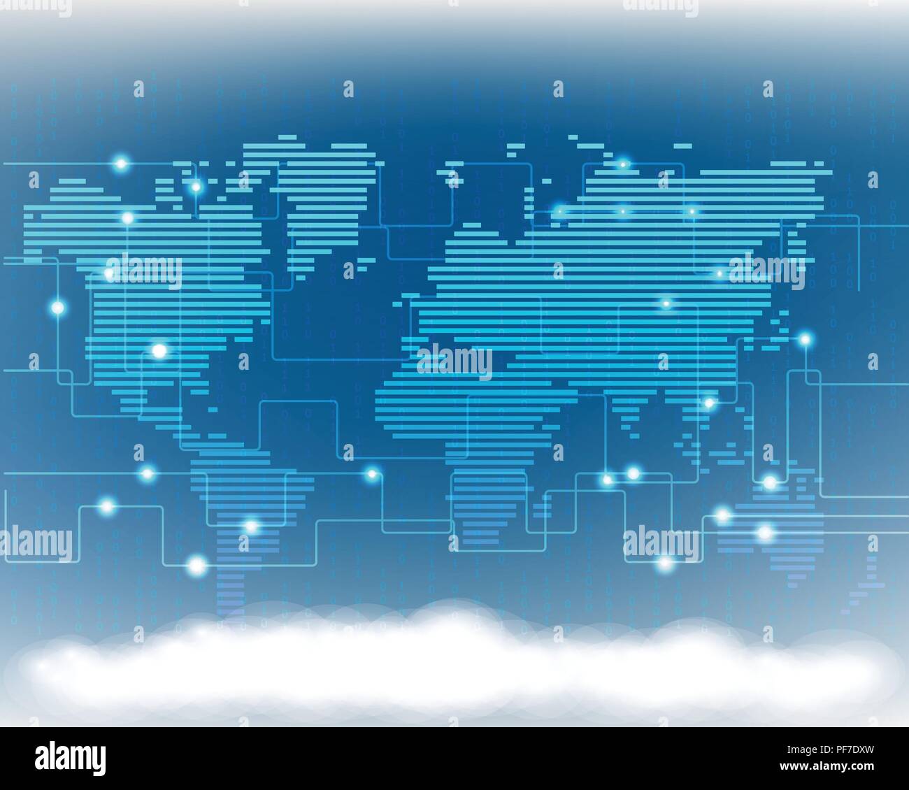 Global world map cloud data information network line quality system ...