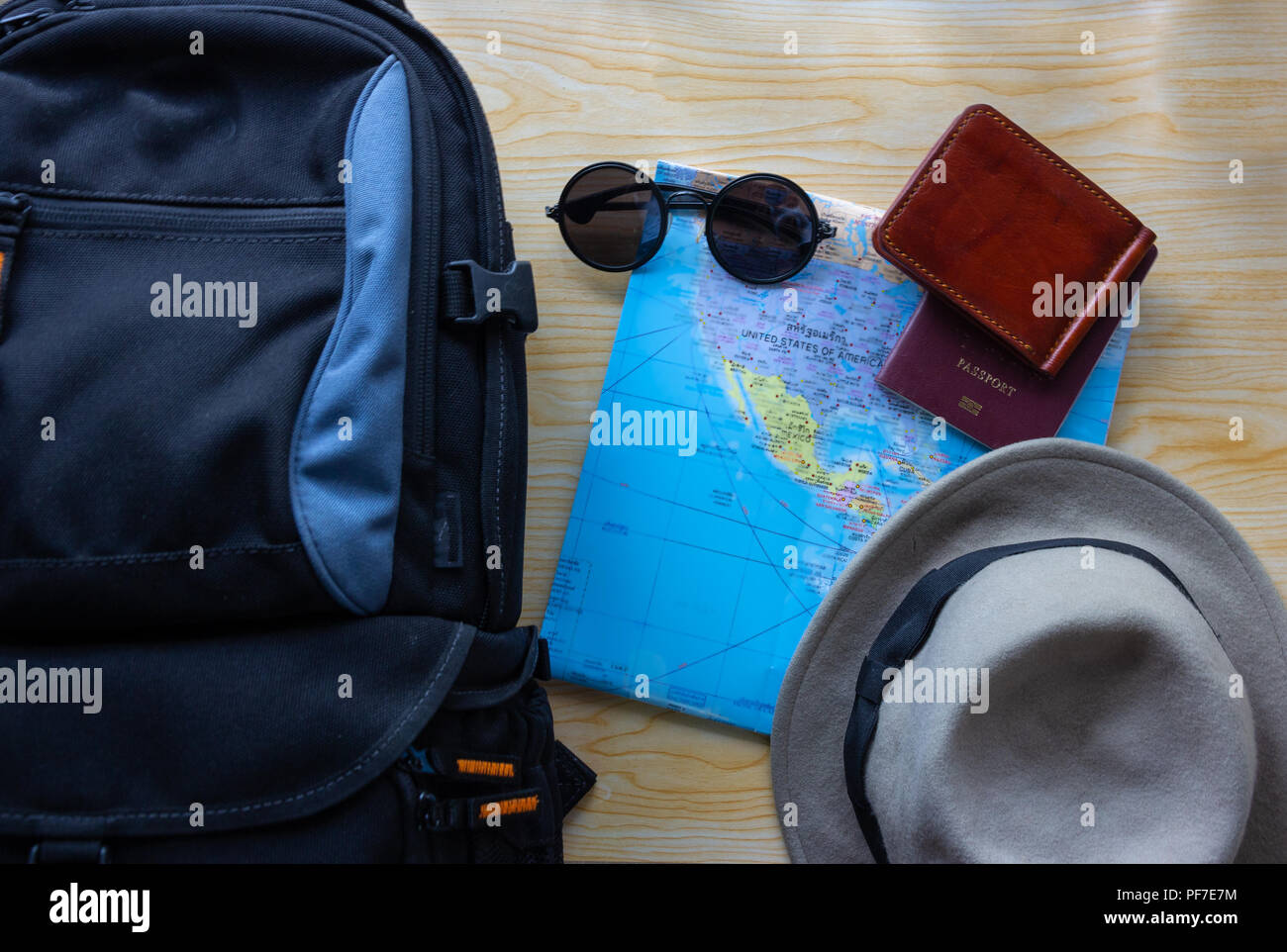 Map backpack table hi-res stock photography and images - Alamy