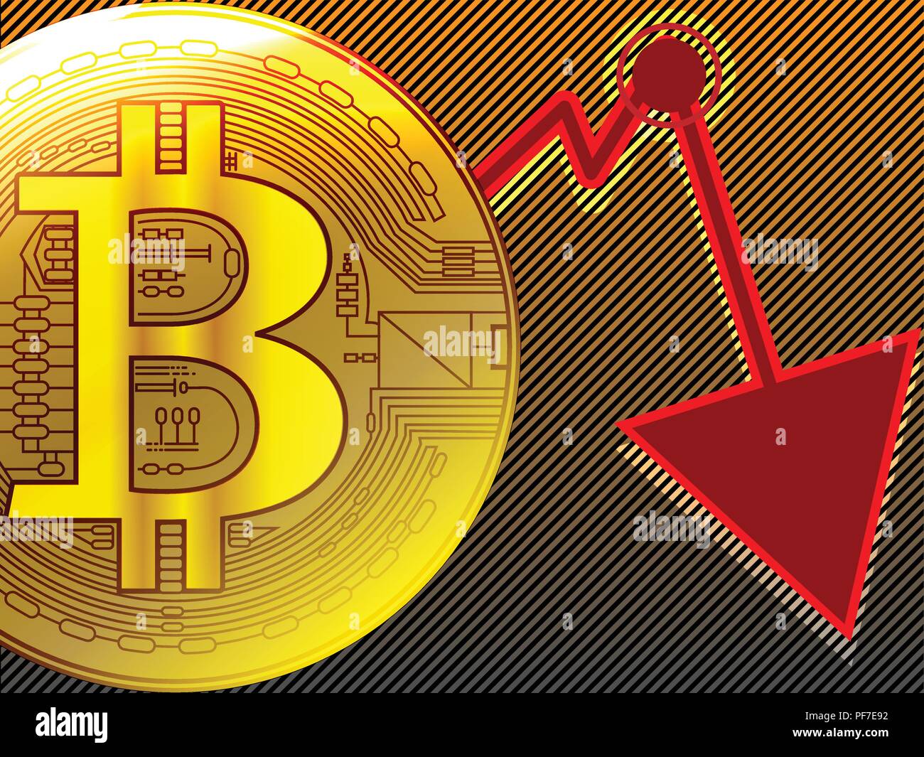 Golden bitcoin crash graph in cycles panic sell zone indicator concept ...