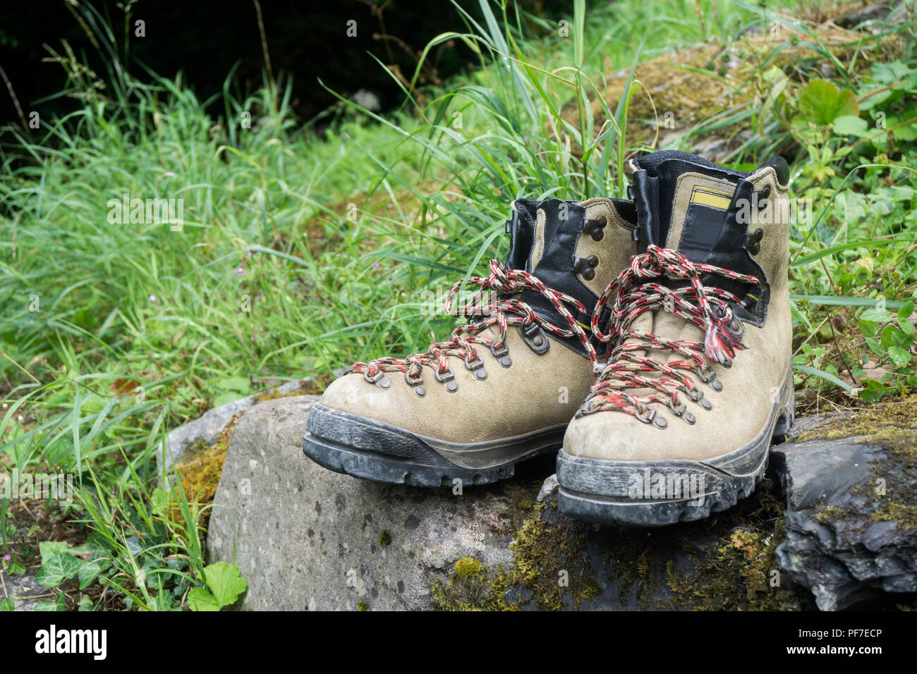 A pair of adventure walking boots Stock Photo - Alamy