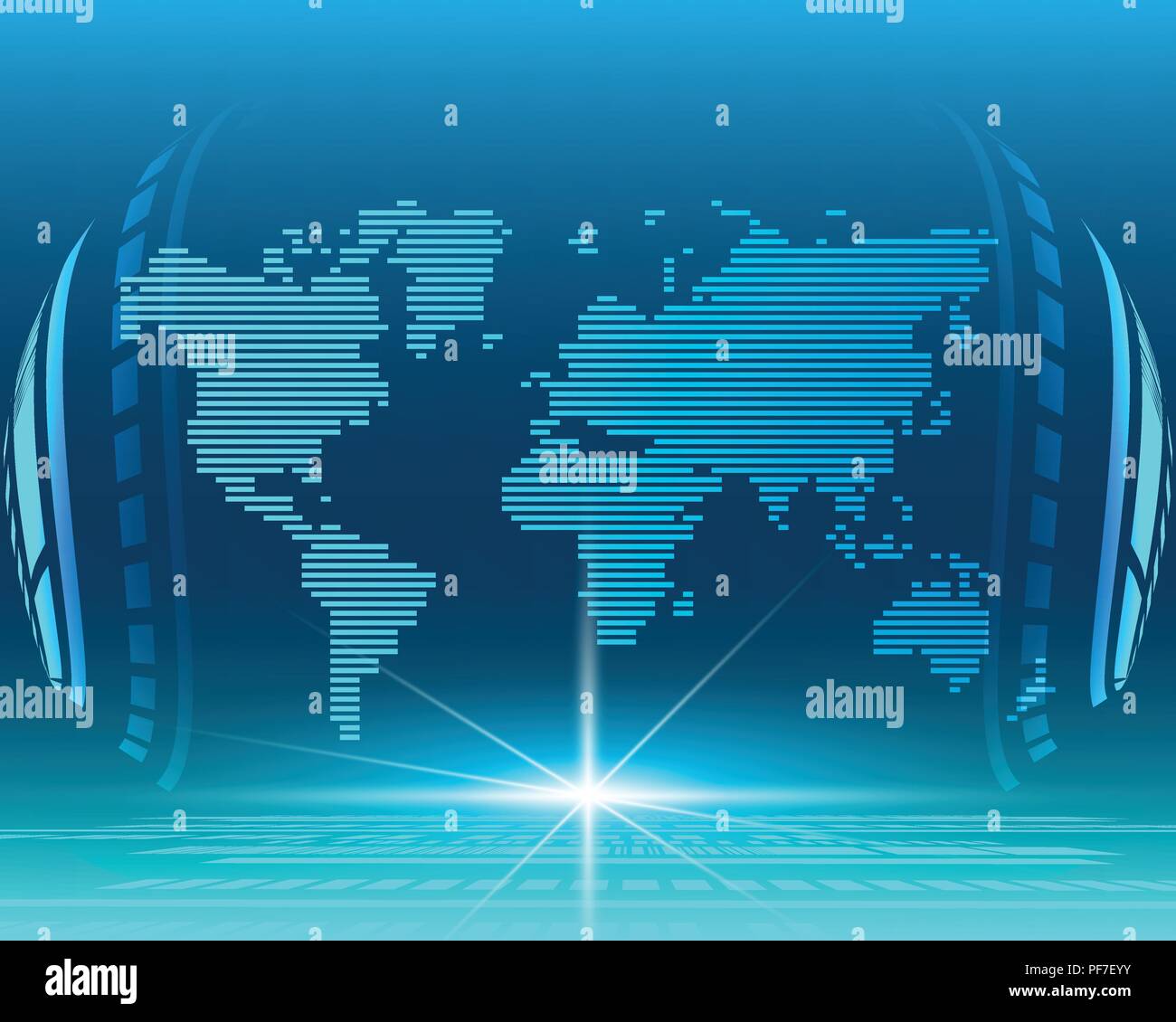 World map cyber system transformation internet network connection ...