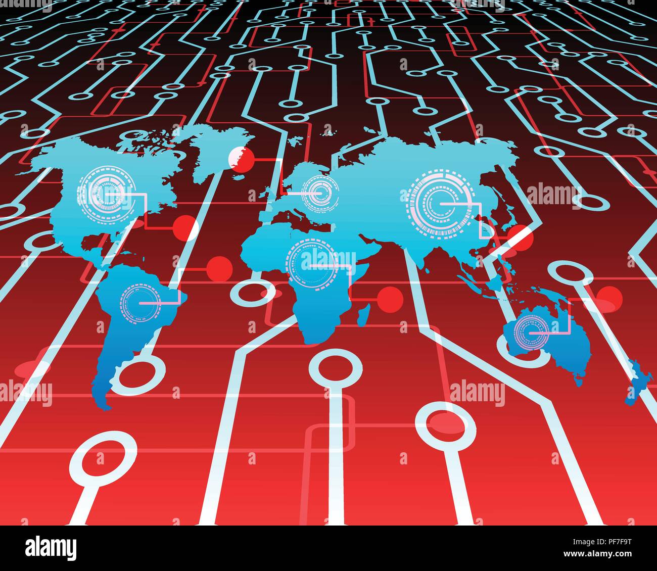 World map Cyber attack by hacker crisis concept background. vector ...
