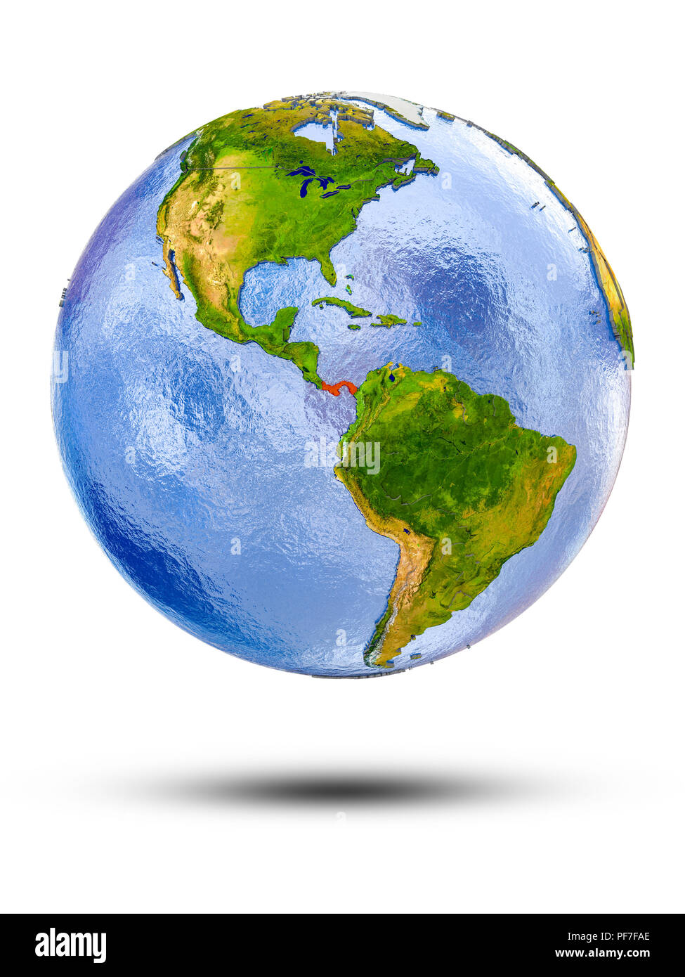 Panama on globe with shadow isolated on white background. 3D ...