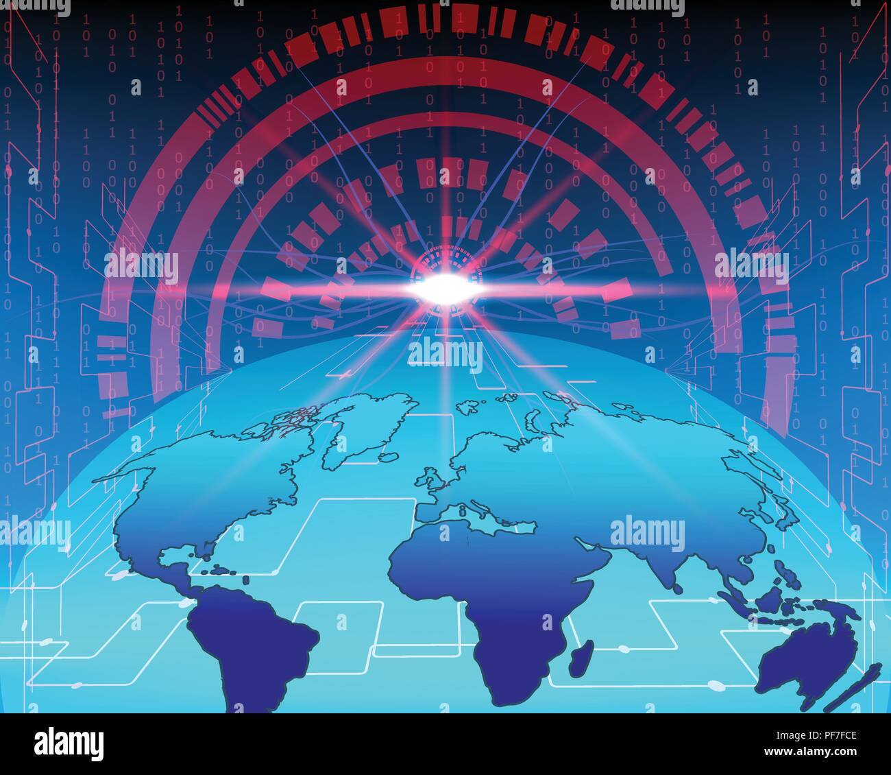 World Map Cyber Line Attack By Hacker Concept Background Vector Illustration Eps10 Stock Vector