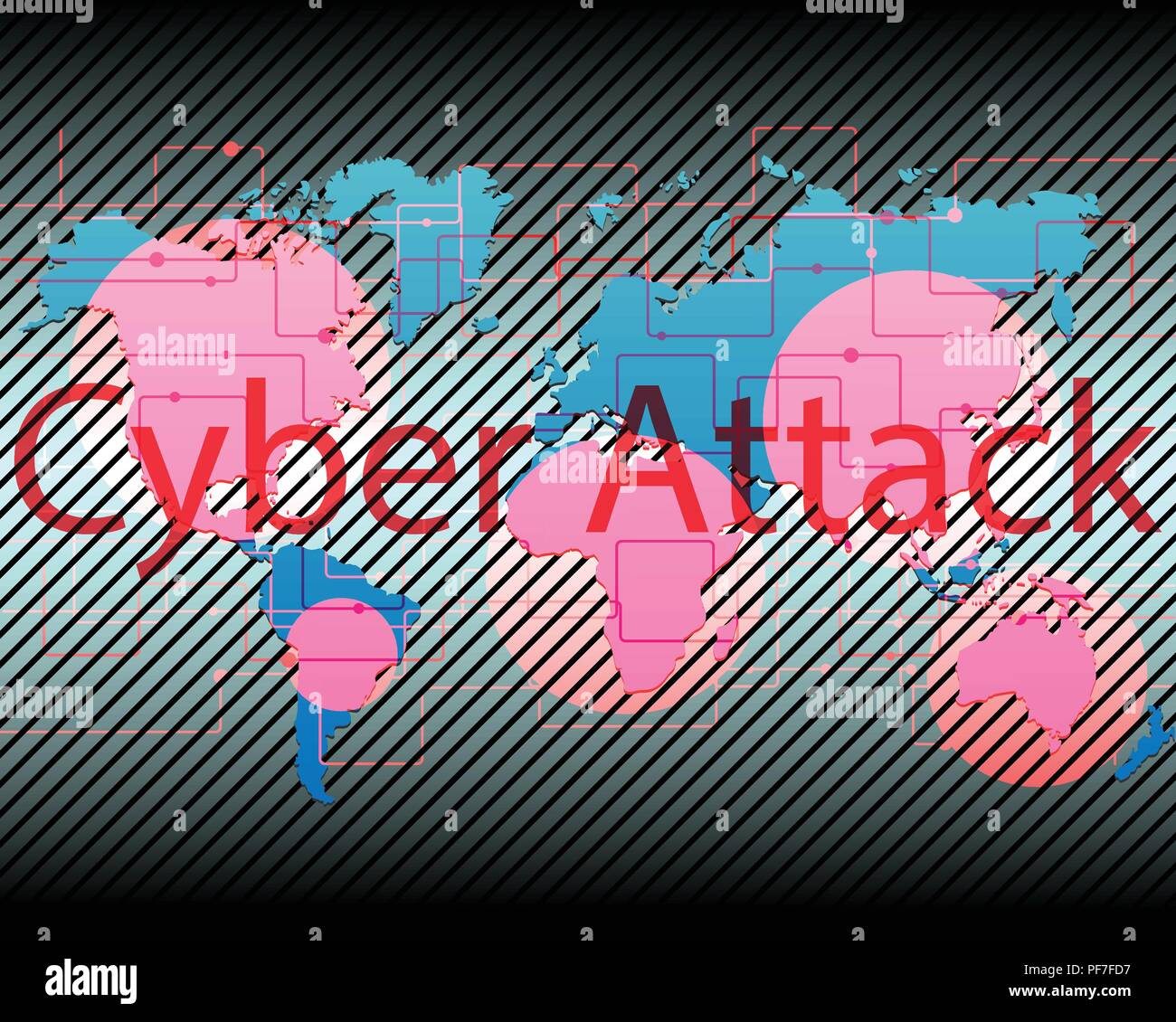 World map Cyber attack by hacker concept background. vector ...