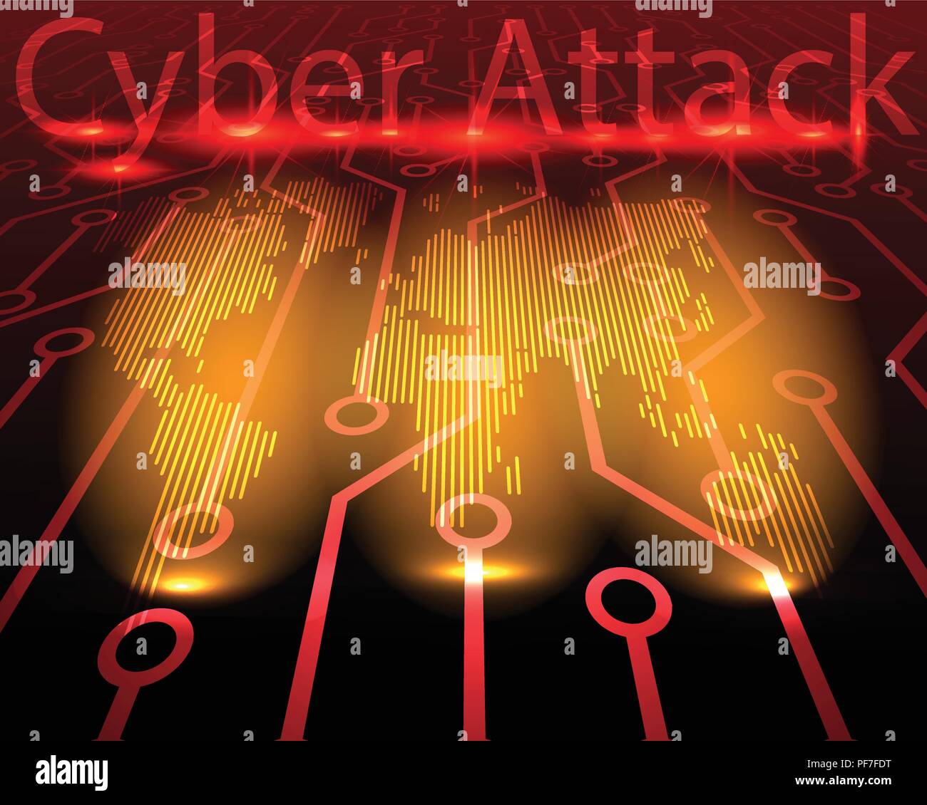 World Map Cyber attack by hacker concept background. vector ...