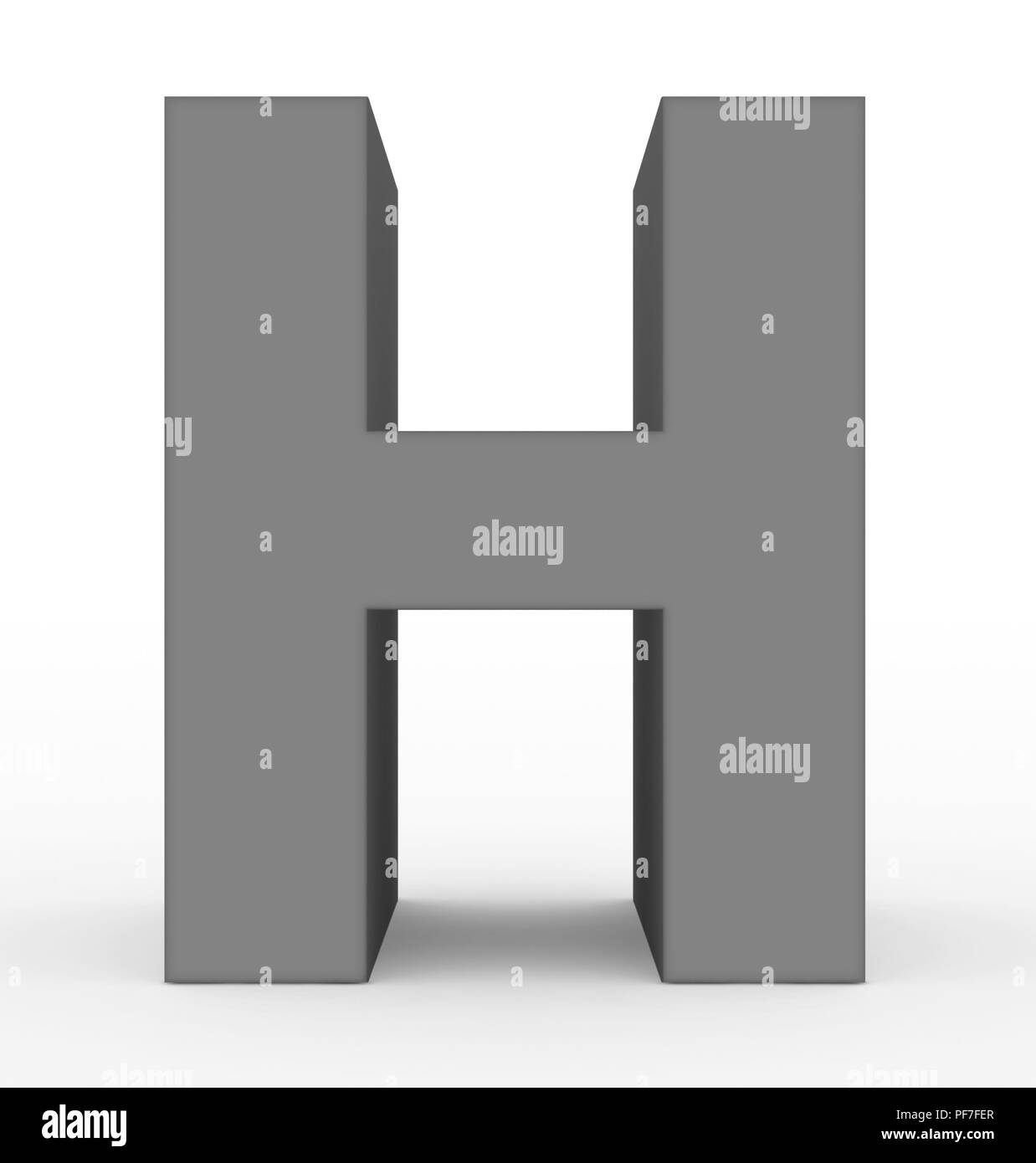 letter H 3d clean gray isolated on white - 3d rendering Stock Photo - Alamy