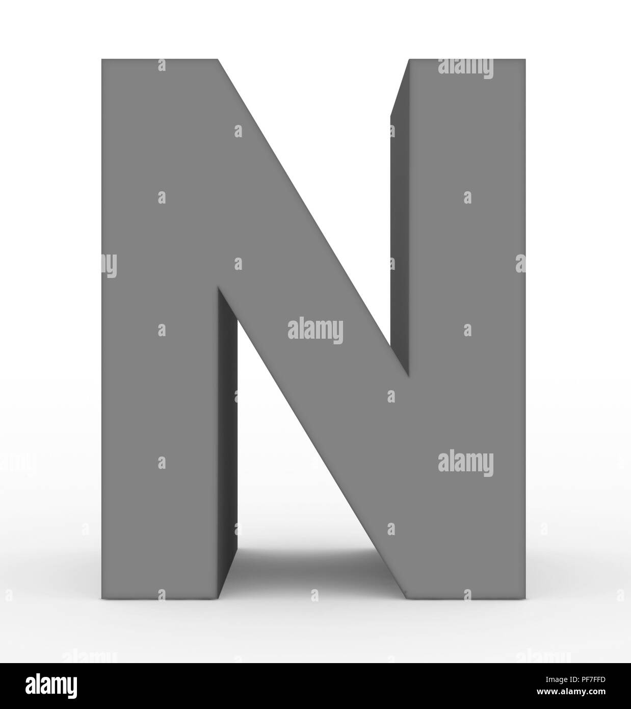 letter N 3d gray isolated on white - 3d rendering Stock Photo - Alamy