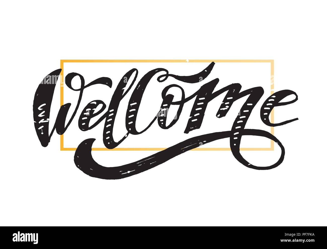 Welcome lettering Calligraphy Brush Text Holiday Vector Sticker ...