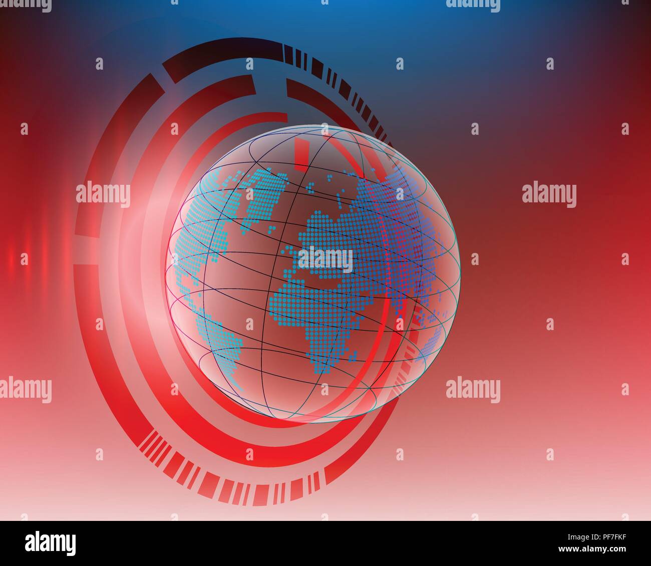 World map Red Cyber line attack by hacker concept background . vector ...