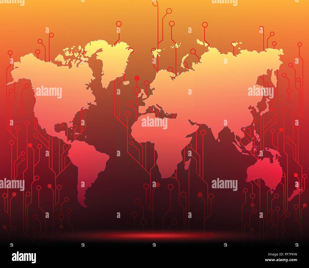 World map Cyber attack by hacker concept background. vector ...