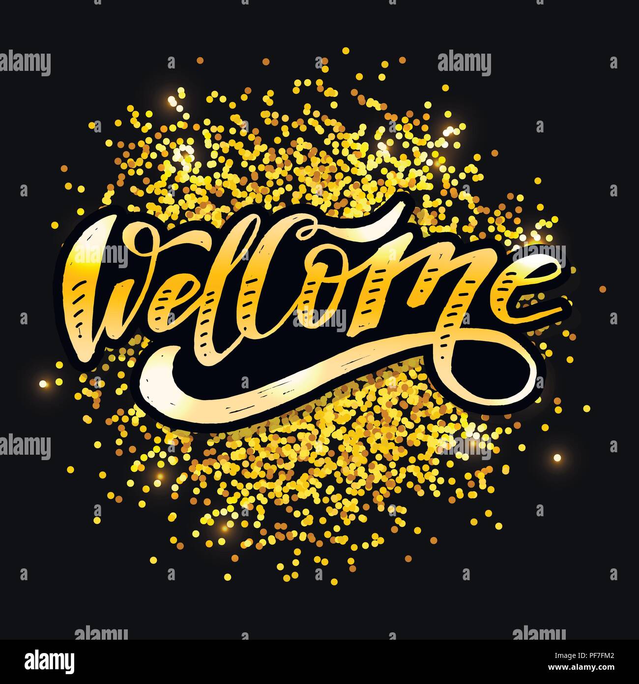 Welcome lettering Calligraphy Brush Text Holiday Vector Sticker ...