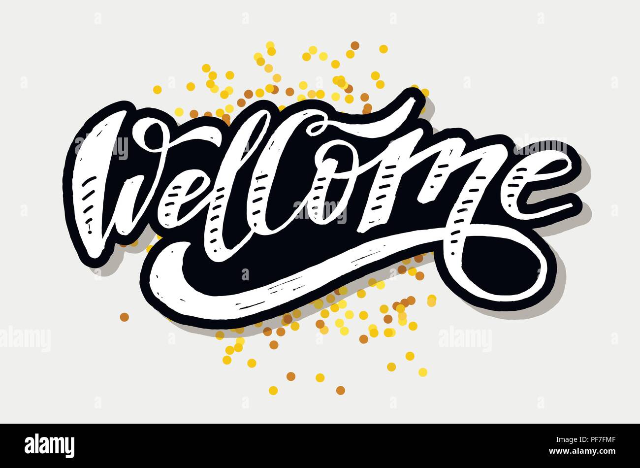 Welcome lettering Calligraphy Brush Text Holiday Vector Sticker ...