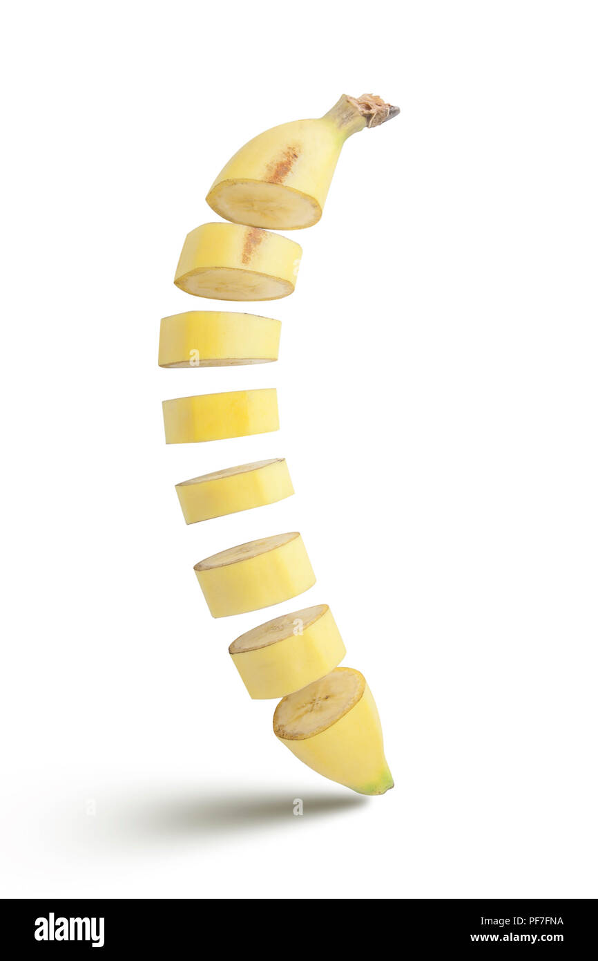 Banana slices isolated on white background, close up Stock Photo - Alamy