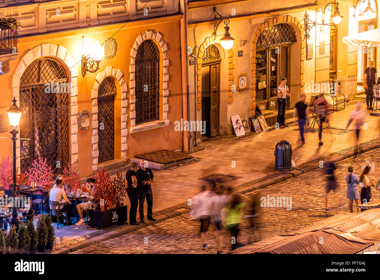 Lviv, Ukraine - July 30, 2018: Aerial view of historic Ukrainian Polish ...