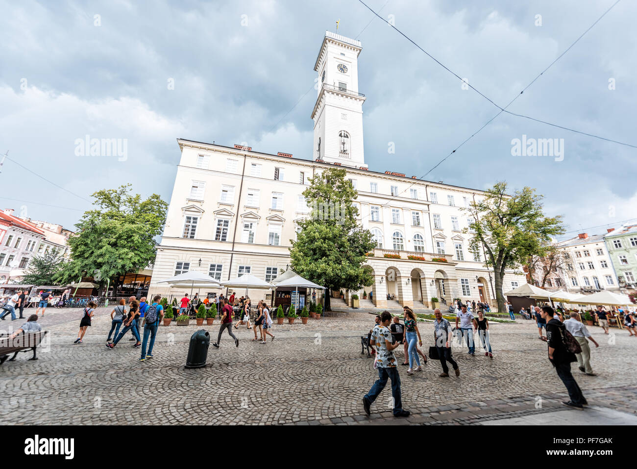 Lviv, Ukraine - July 31, 2018: Exterior view of historic Ukrainian ...