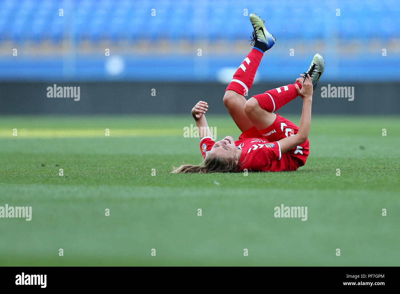 AUGUST 13, 2018 - KHARKIV, UKRAINE: Maria Neacsu. lying on pitch ...