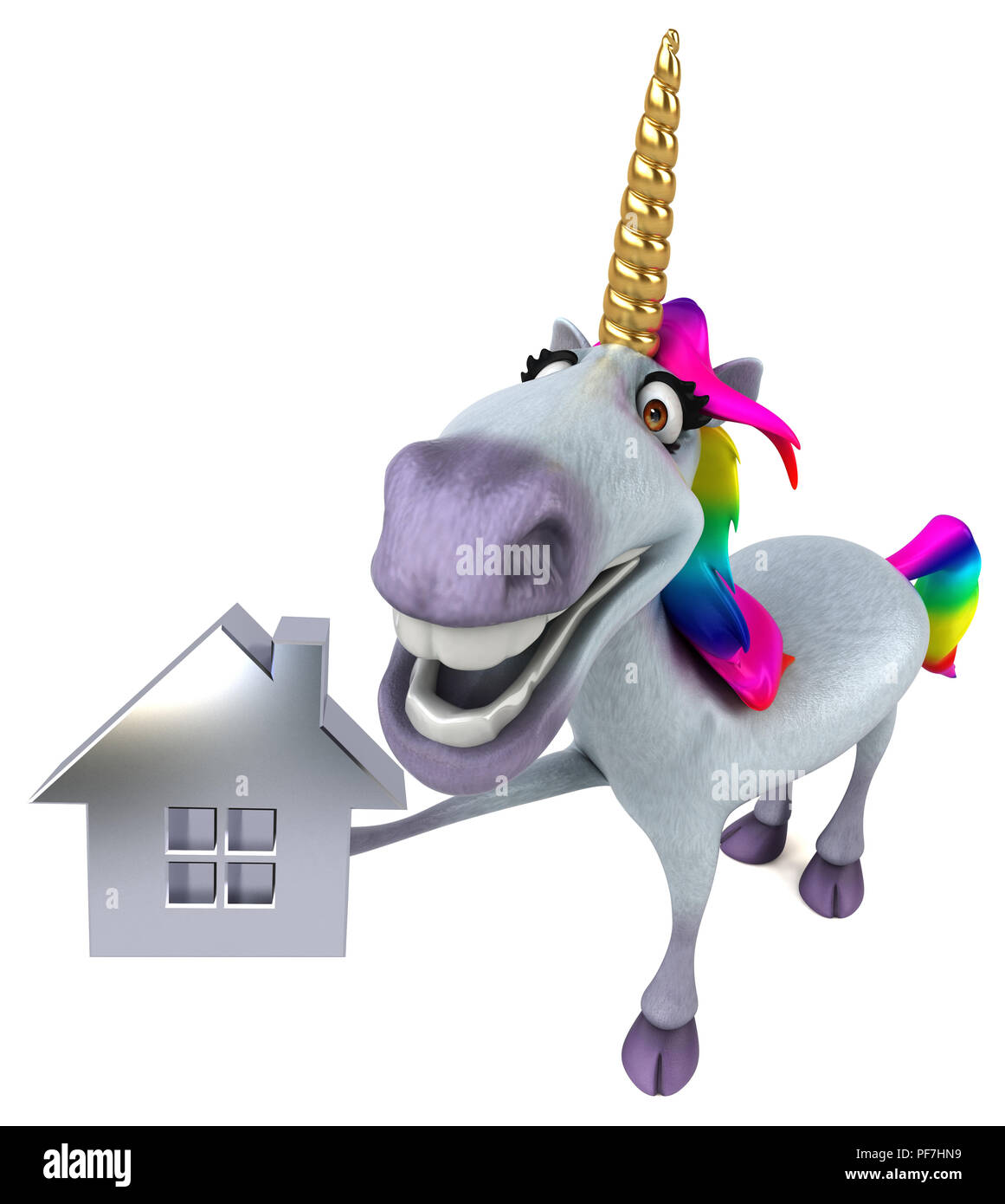Fun unicorn - 3D Illustration Stock Photo - Alamy