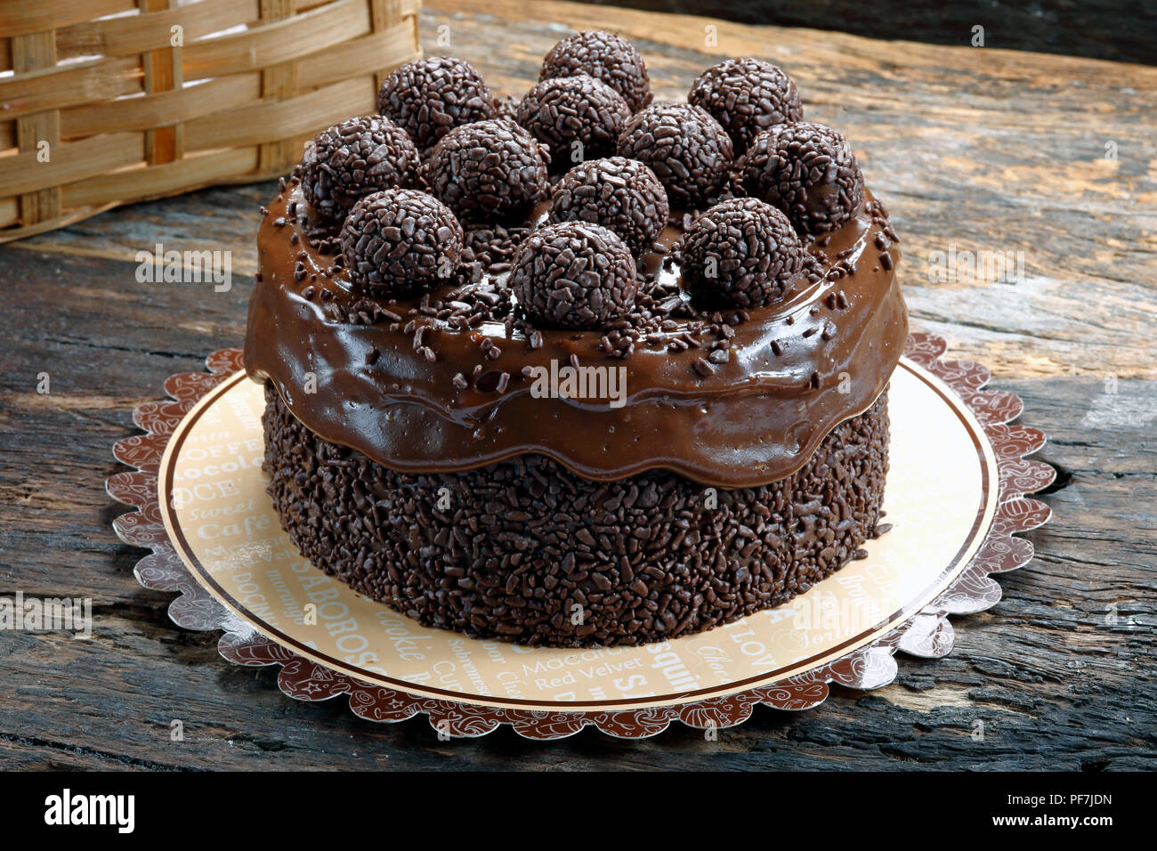 Chocolate cake with bonbon Stock Photo - Alamy