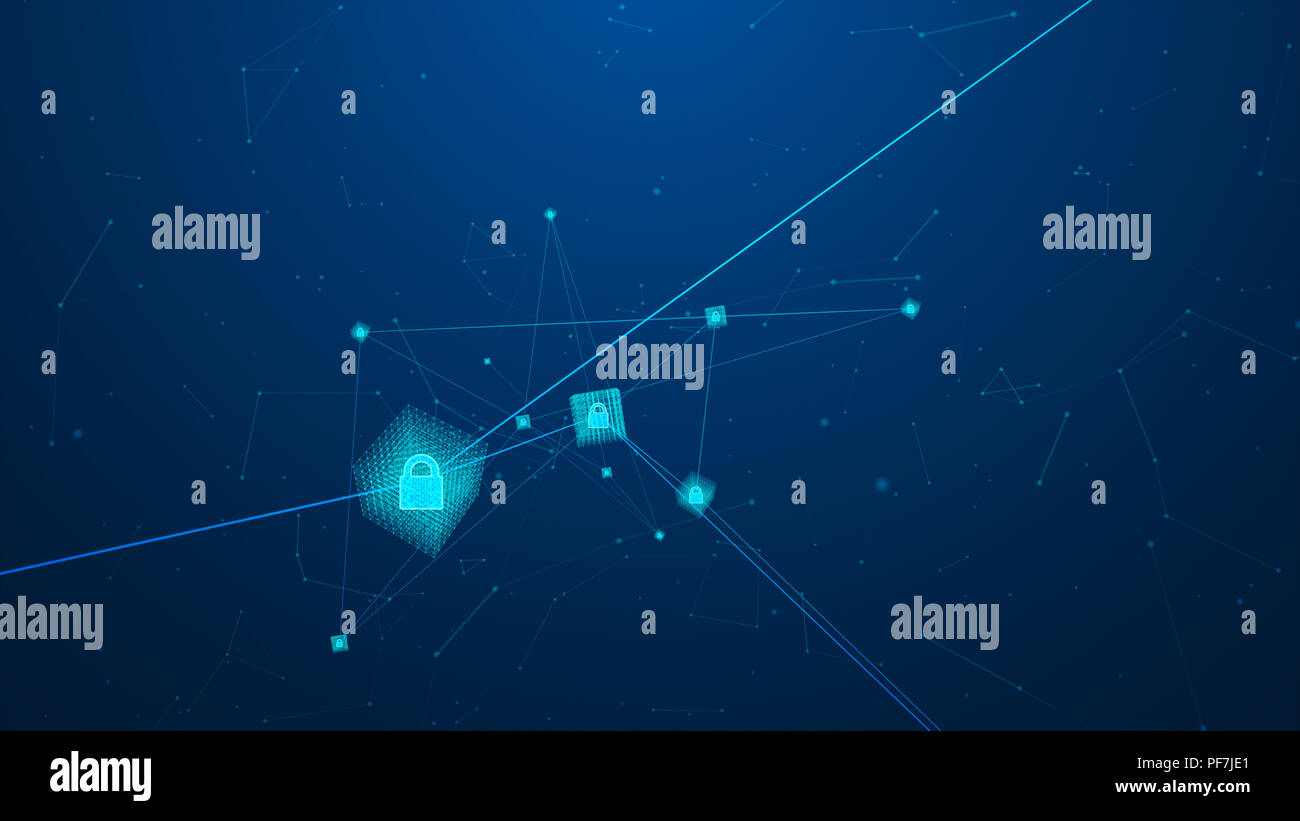 Abstract Blockchain Technology Concept Isometric Digital Blocks Connection Of Data Depicting A