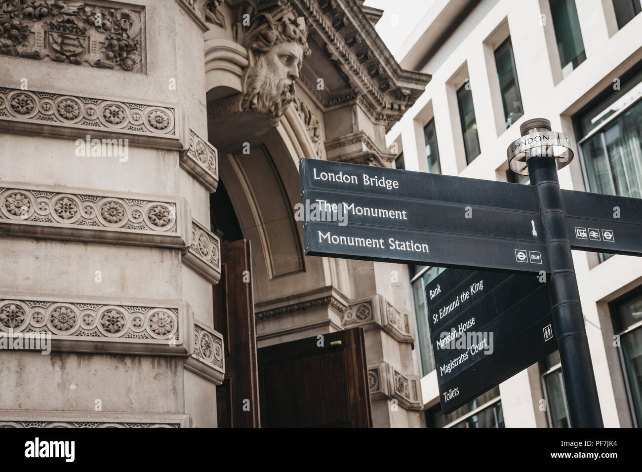 Directional signs to numerous tourist attractions from City of London ...