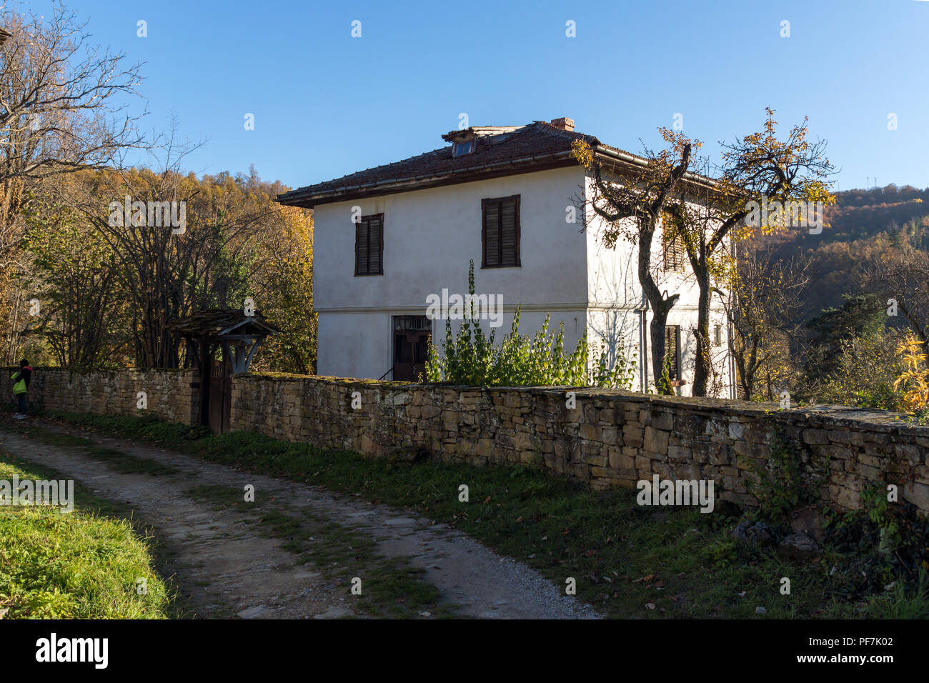 BOZHENTSI, BULGARIA - OCTOBER 29 2016: Autumn view of Old Houses in ...