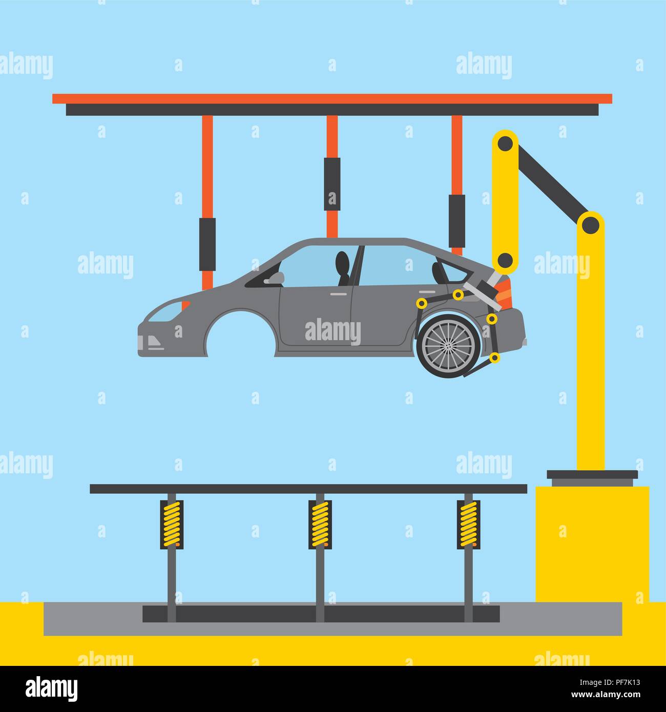 car production plant process step tires assembly Stock Vector Image ...