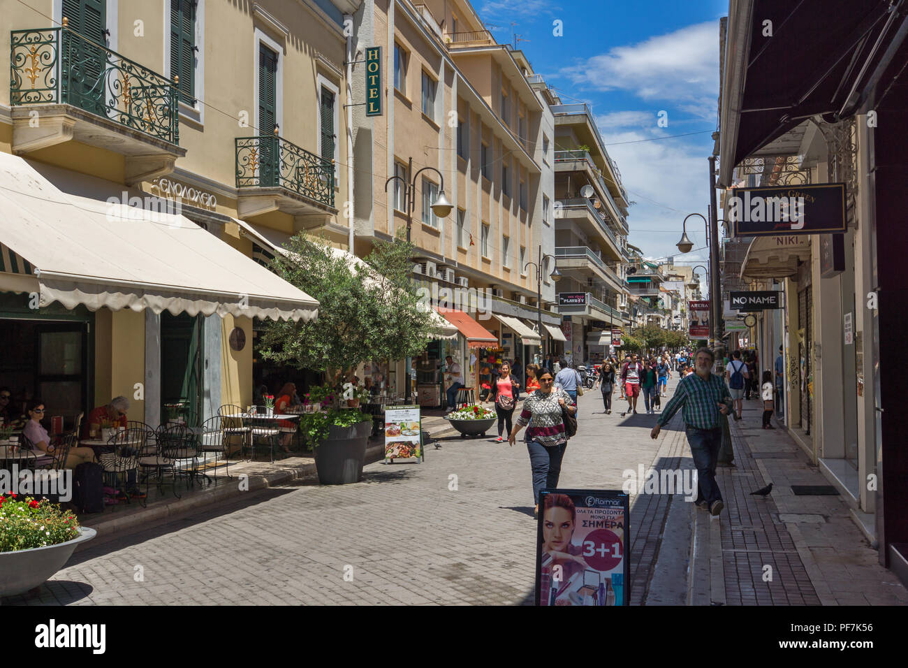 PATRAS, GREECE MAY 28, 2015: Typical street in Patras, Peloponnese ...