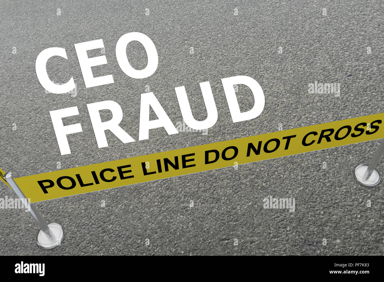 3D illustration of CEO FRAUD title on the ground in a police arena ...