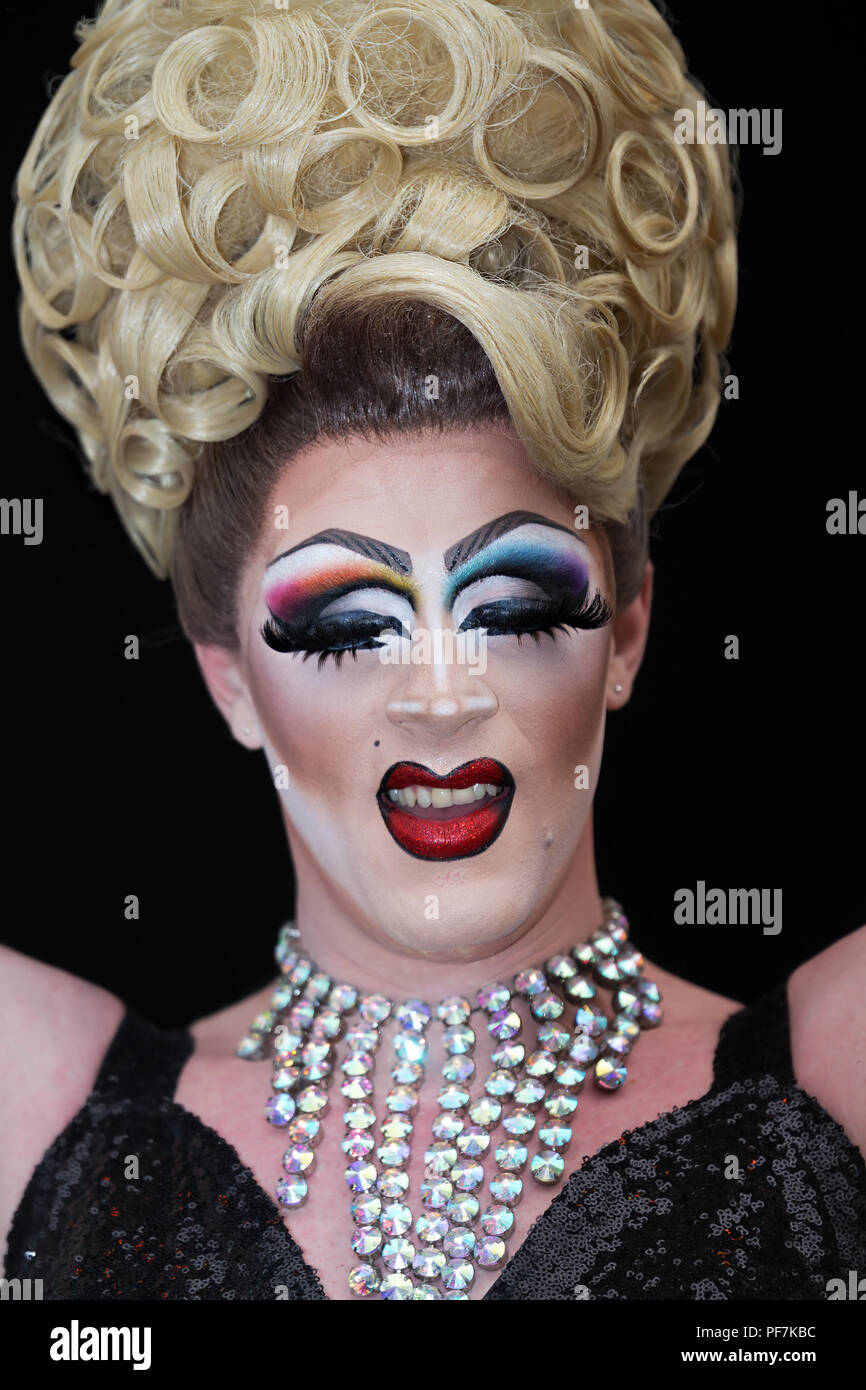 Drag queen Brenda LaBeau performs on stage at the 2018 Chester Pride ...