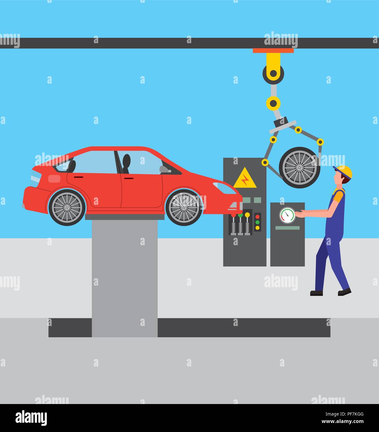 automotive industry operator robotic arm wheel Stock Vector Image & Art ...