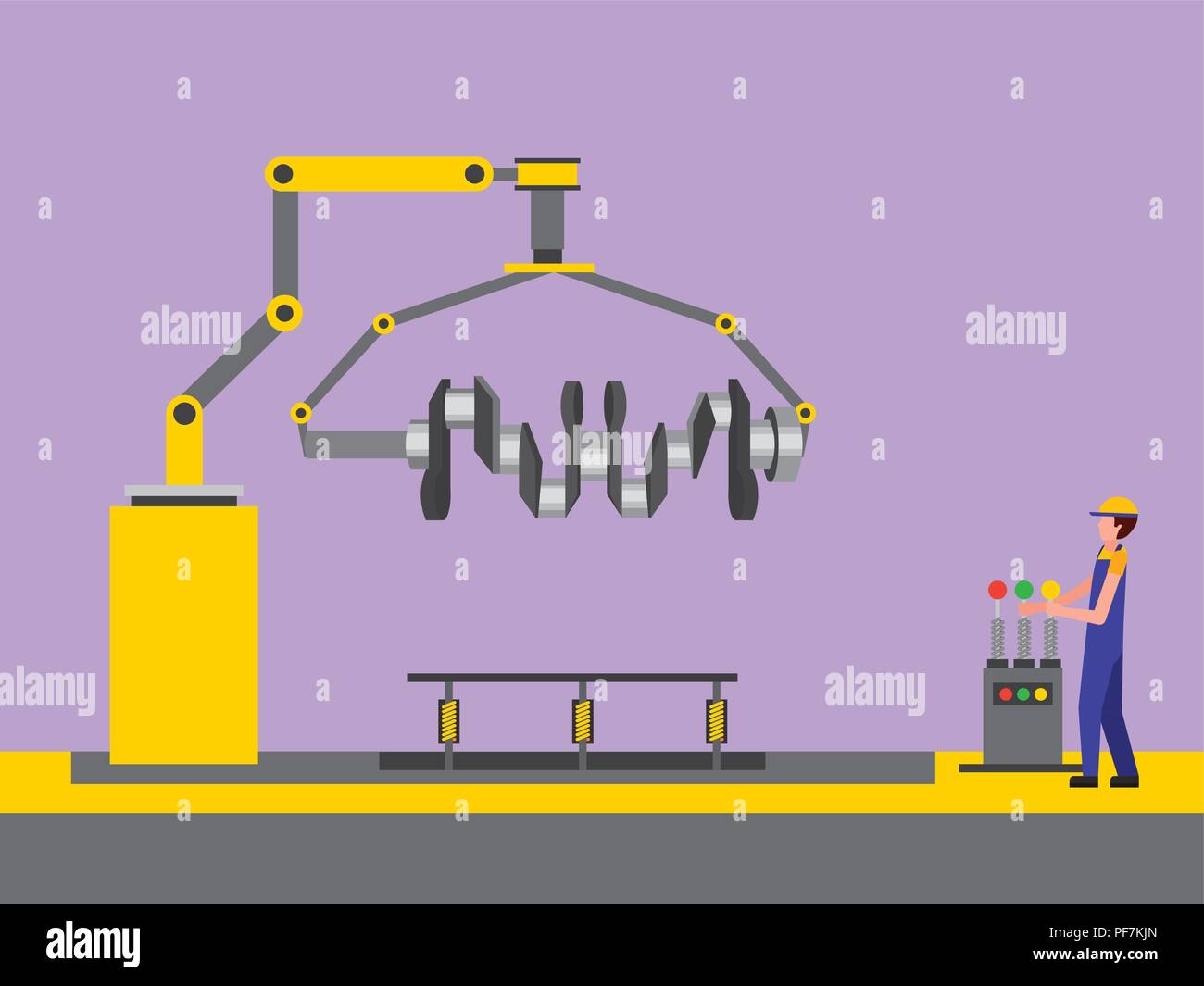 automotive industry mechanic with control robotic arm cam tree part ...
