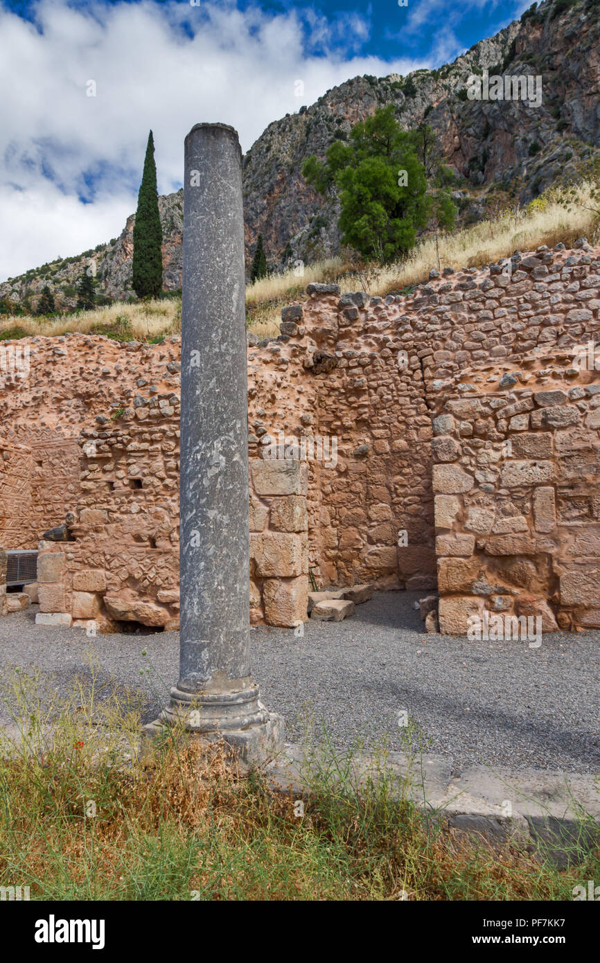 Column in Ancient Greek archaeological site of Delphi, Central Greece ...