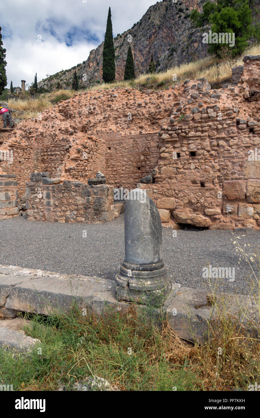 Column in Ancient Greek archaeological site of Delphi, Central Greece ...