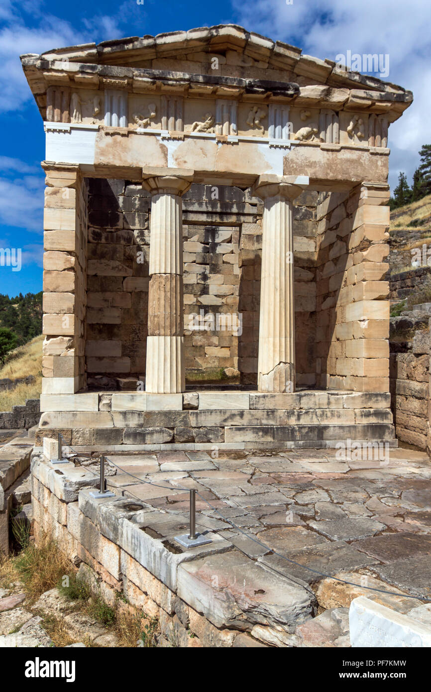 Treasury of Athens in Ancient Greek archaeological site of Delphi ...