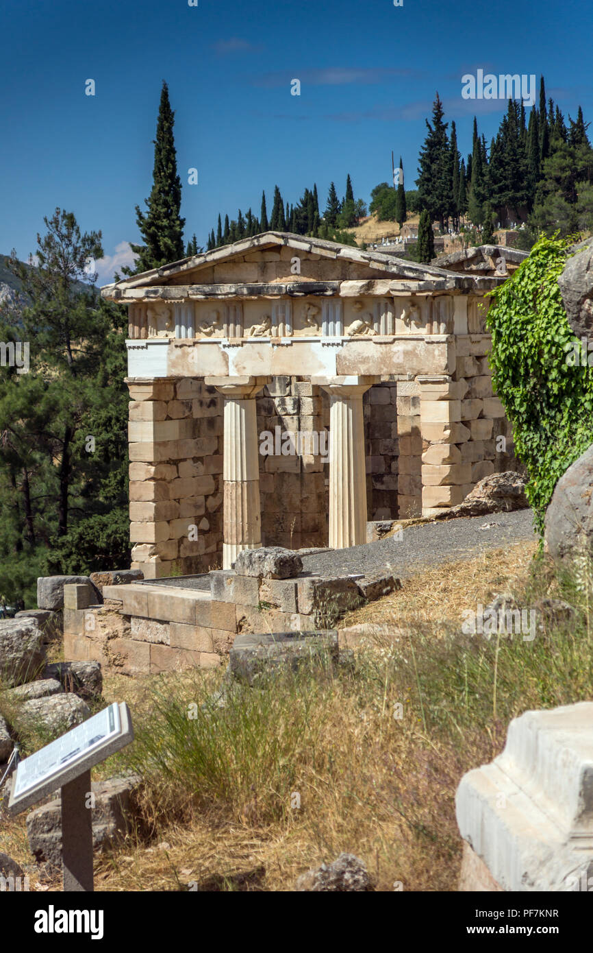 Treasury of Athens in Ancient Greek archaeological site of Delphi ...