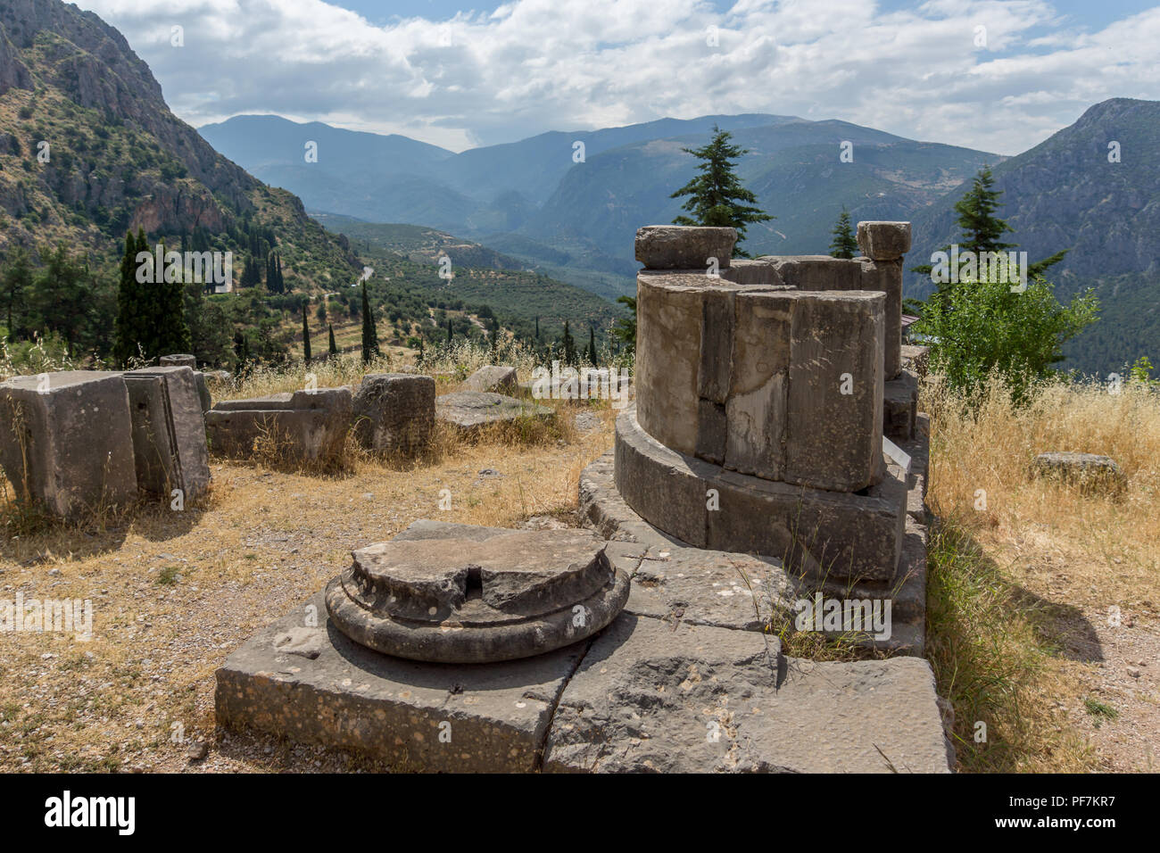 Ruins of Ancient Greek archaeological site of Delphi, Central Greece ...