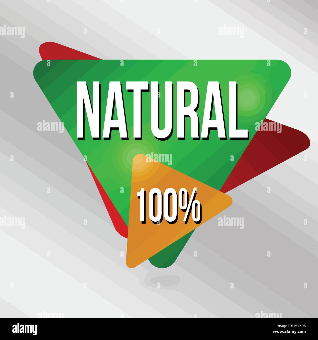 Natural 100% sign or label on grey background, vector illustration ...