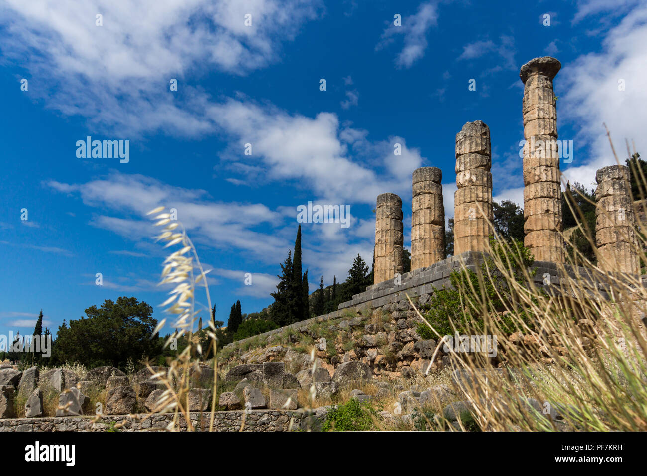 Columns in The Temple of Apollo in Ancient Greek archaeological site of ...