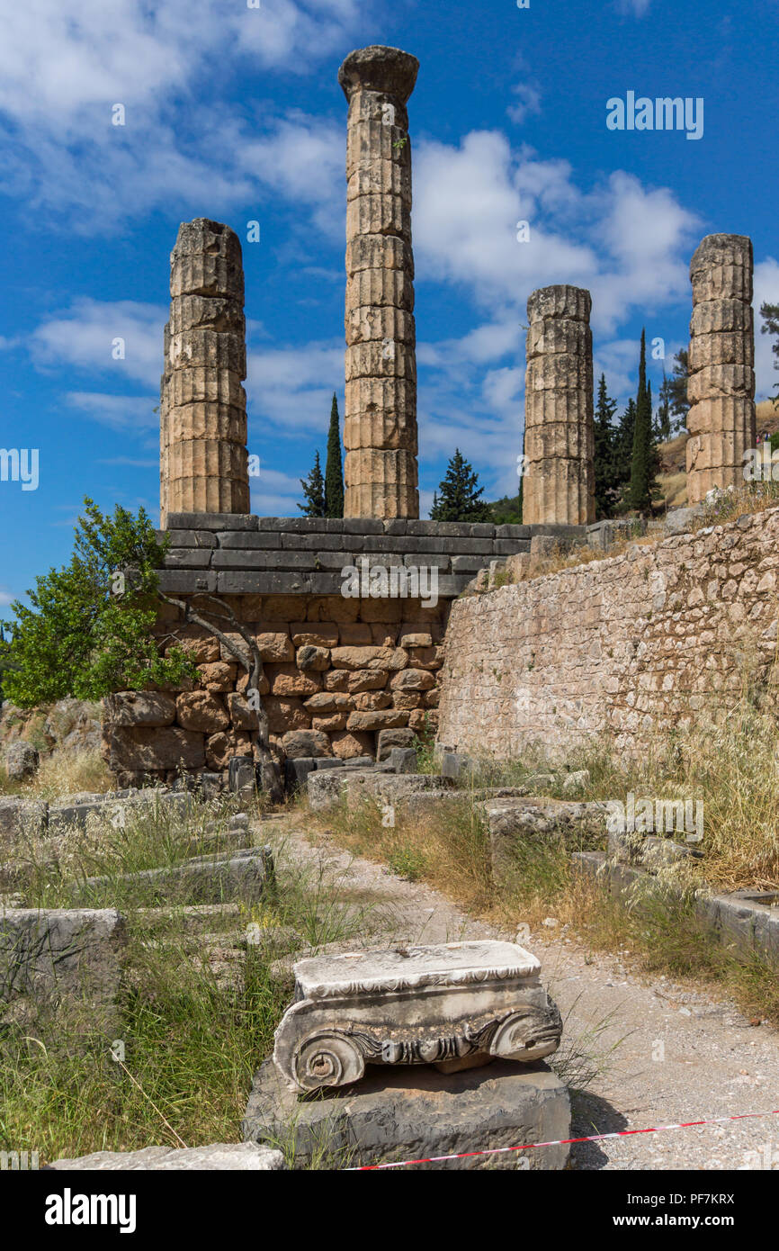 Columns in The Temple of Apollo in Ancient Greek archaeological site of ...