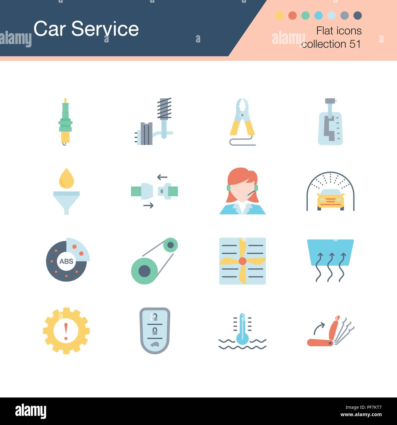 Car Service icons. Flat design collection 51. For presentation, graphic ...