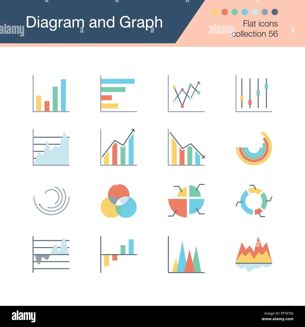 Diagram and Graph icons. Flat design collection 56. For presentation ...