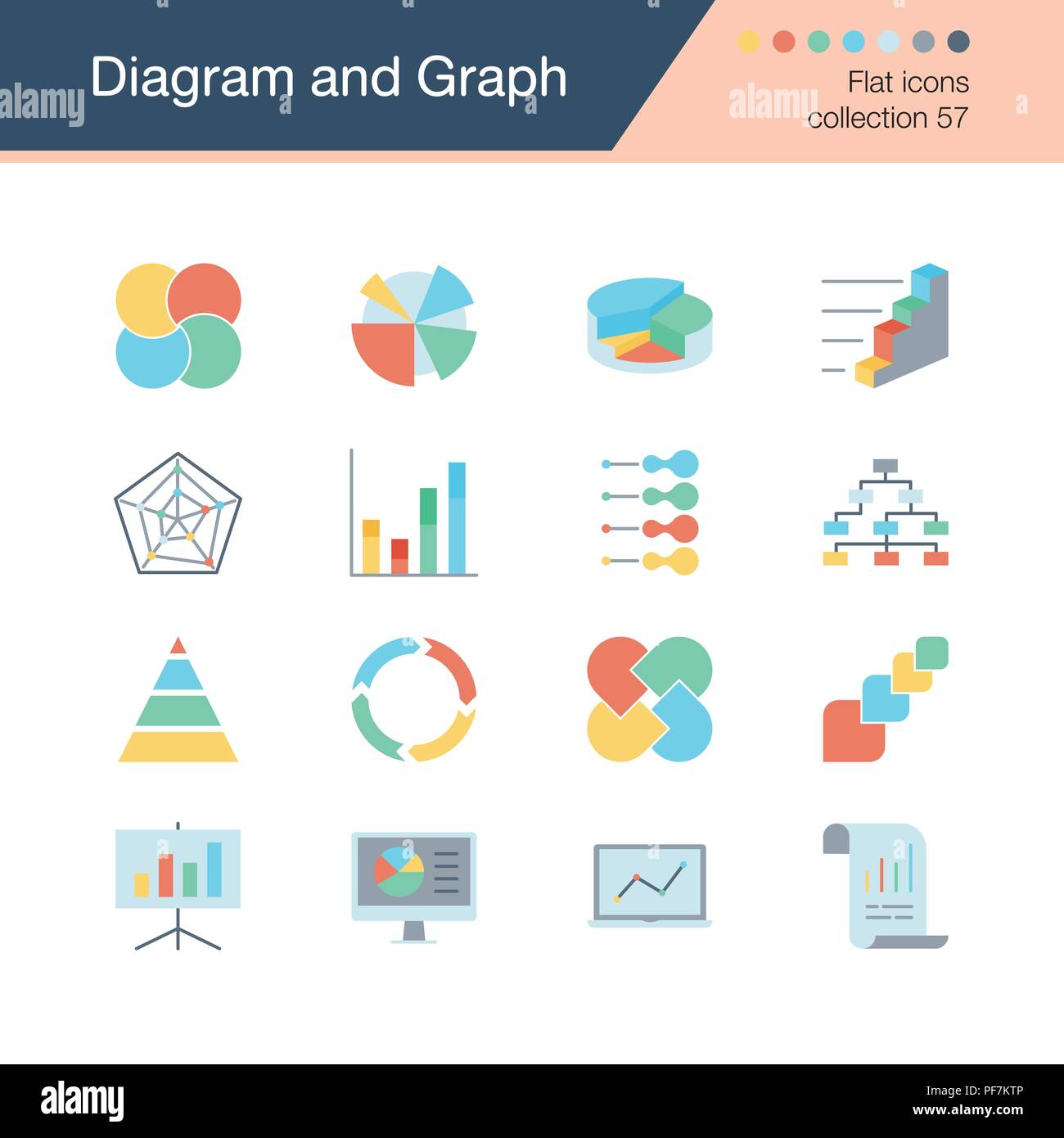 Diagram and Graph icons. Flat design collection 57. For presentation ...