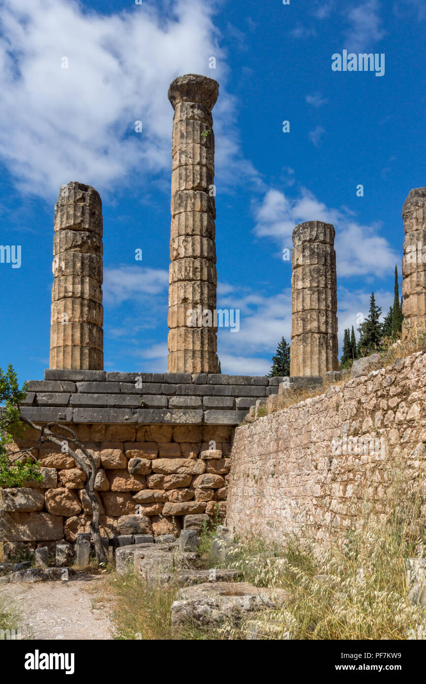 Columns in The Temple of Apollo in Ancient Greek archaeological site of ...