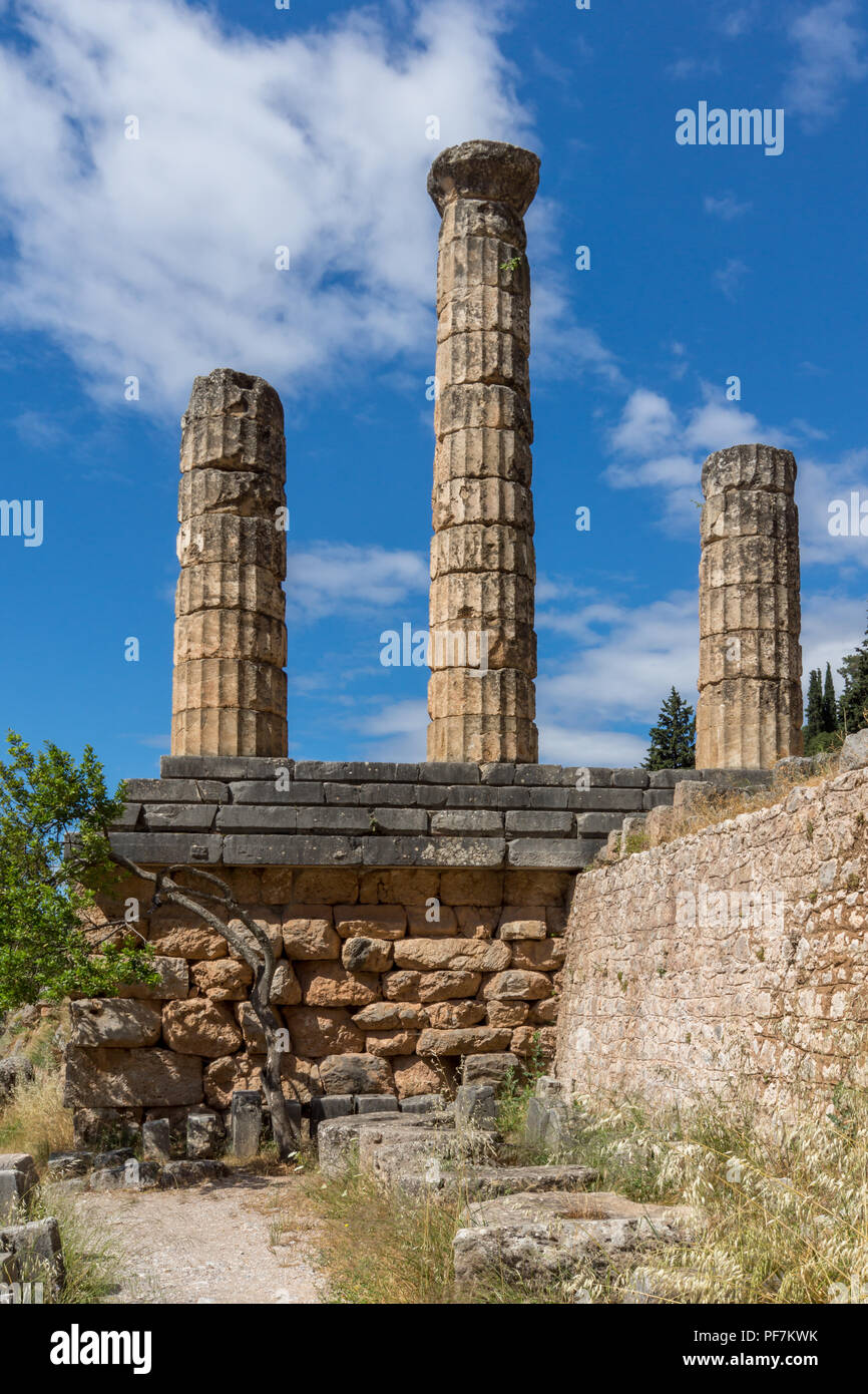 Columns in The Temple of Apollo in Ancient Greek archaeological site of ...