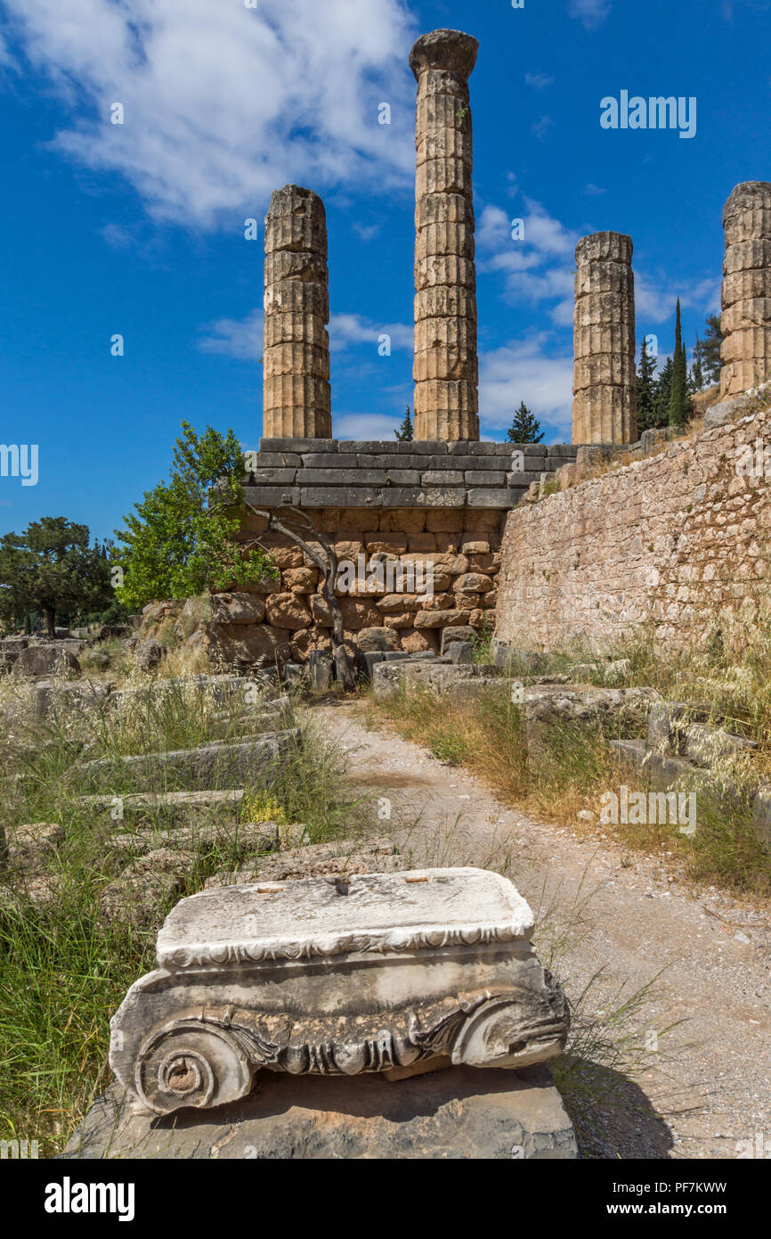 Columns in The Temple of Apollo in Ancient Greek archaeological site of ...