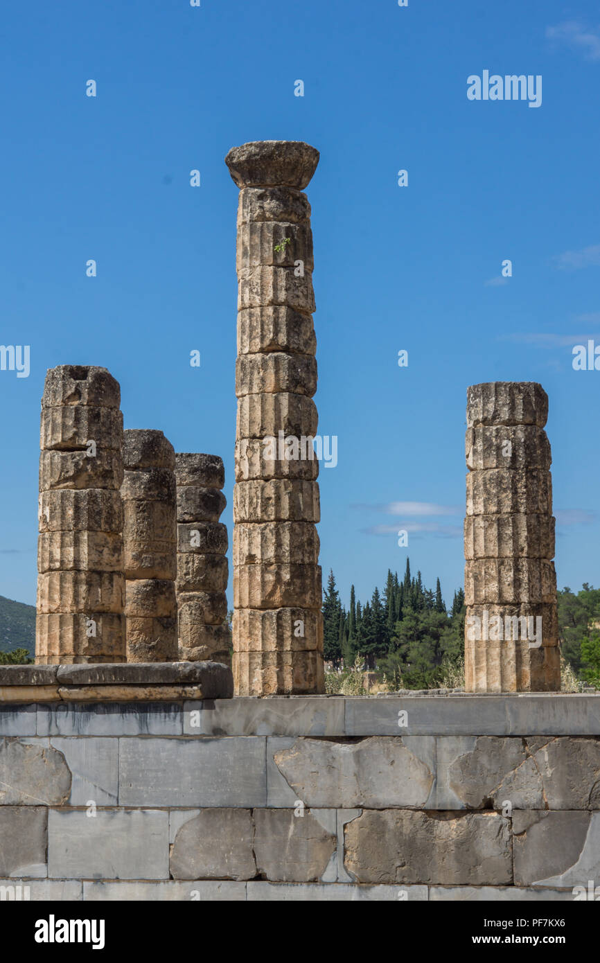 Columns in The Temple of Apollo in Ancient Greek archaeological site of ...