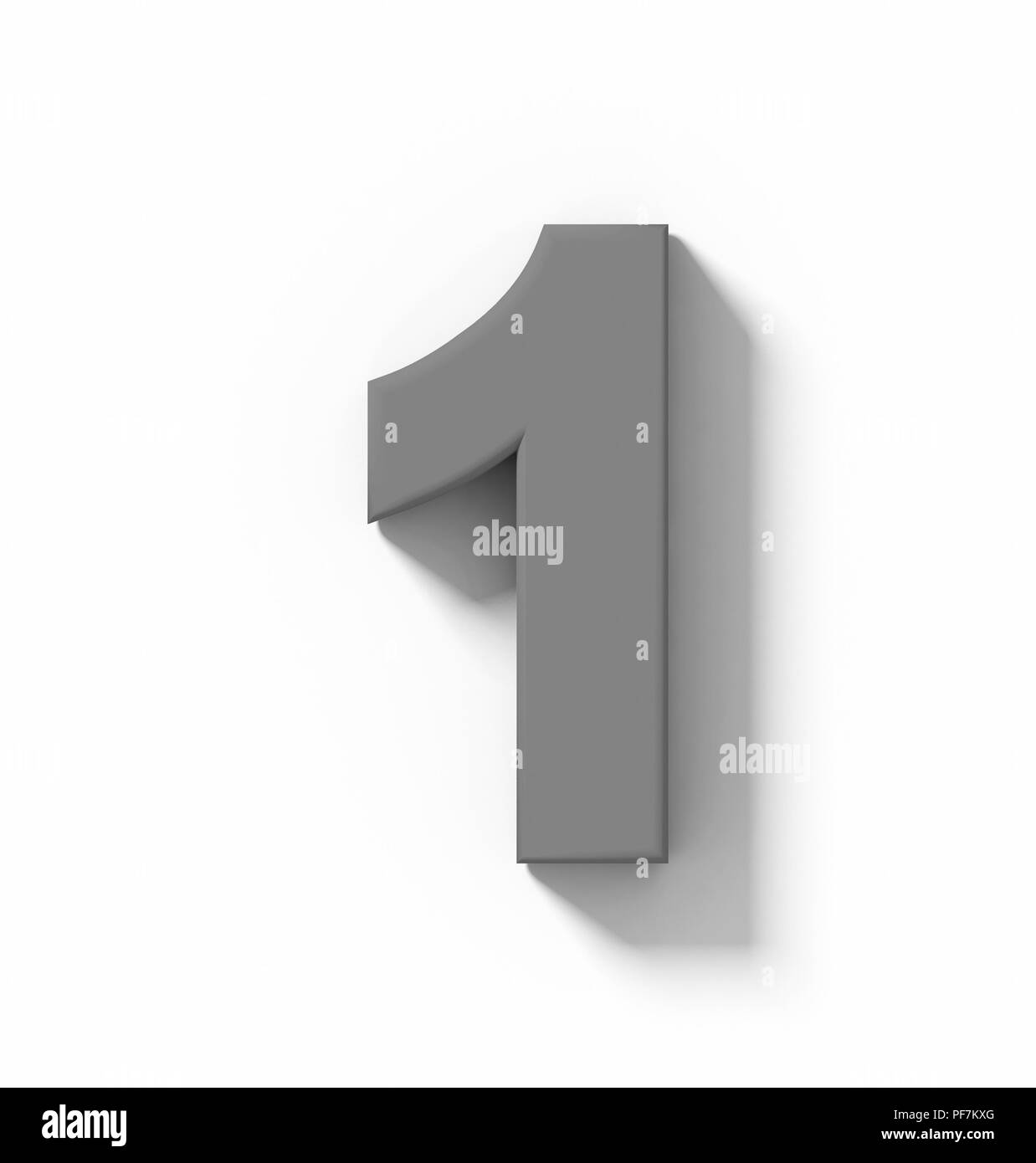 number 1 3D medium gray isolated on white with shadow - orthogonal ...