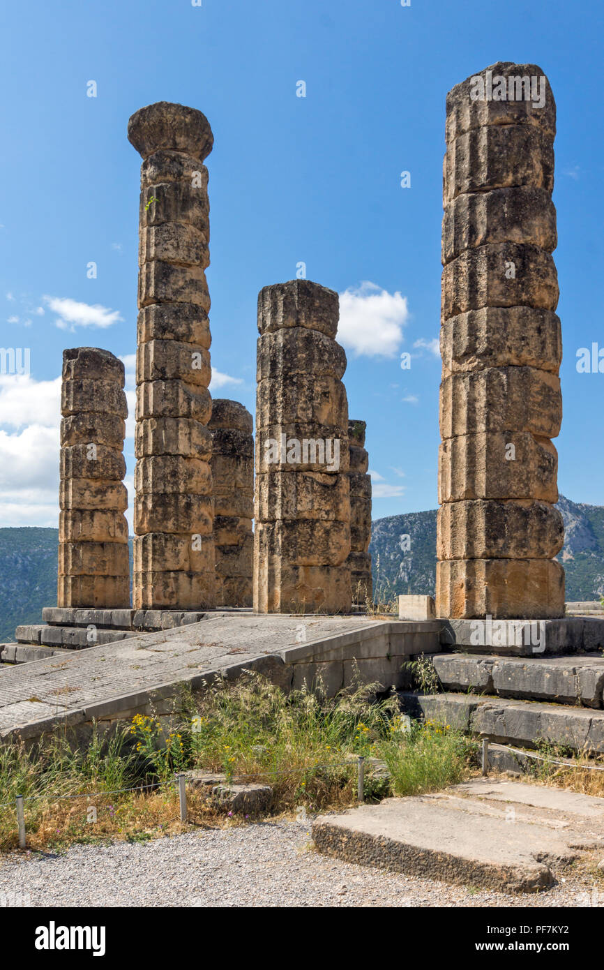 Columns in The Temple of Apollo in Ancient Greek archaeological site of ...